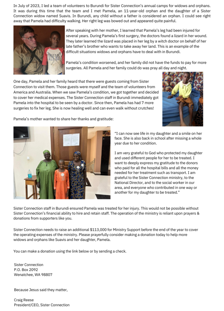 God's Healing of a Sister Connection Orphan - Sister Connection